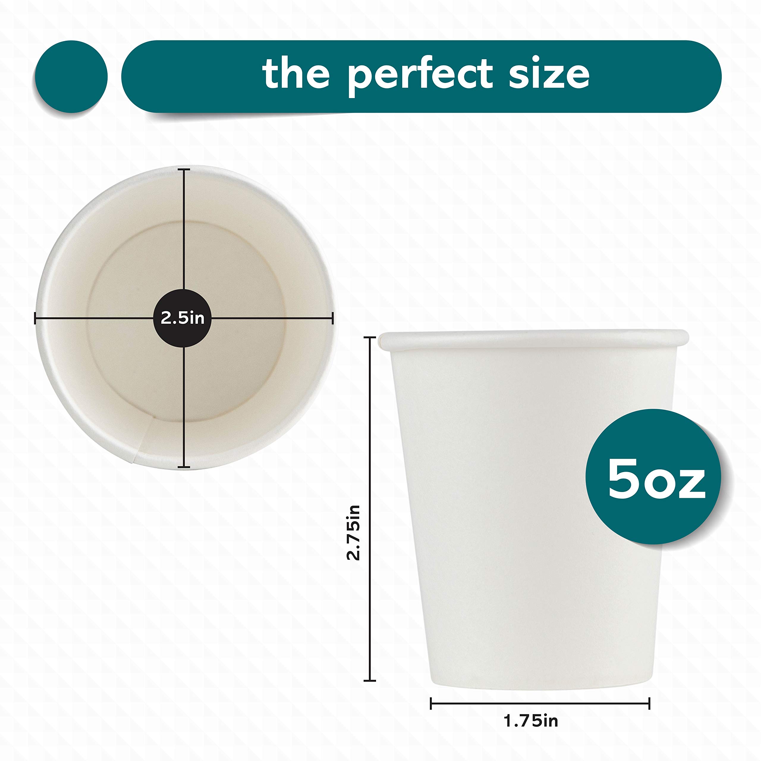PLASTICPRO [100 Pack] 5 ounce Paper Hot Cups Disposable Coffee Cup for Bathroom, Espresso, Mouthwash Cups