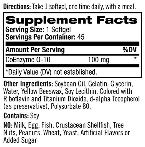 Natrol, CoQ-10 Softgels, Heart Health Dietary Supplement, 100 mg, 45 Count