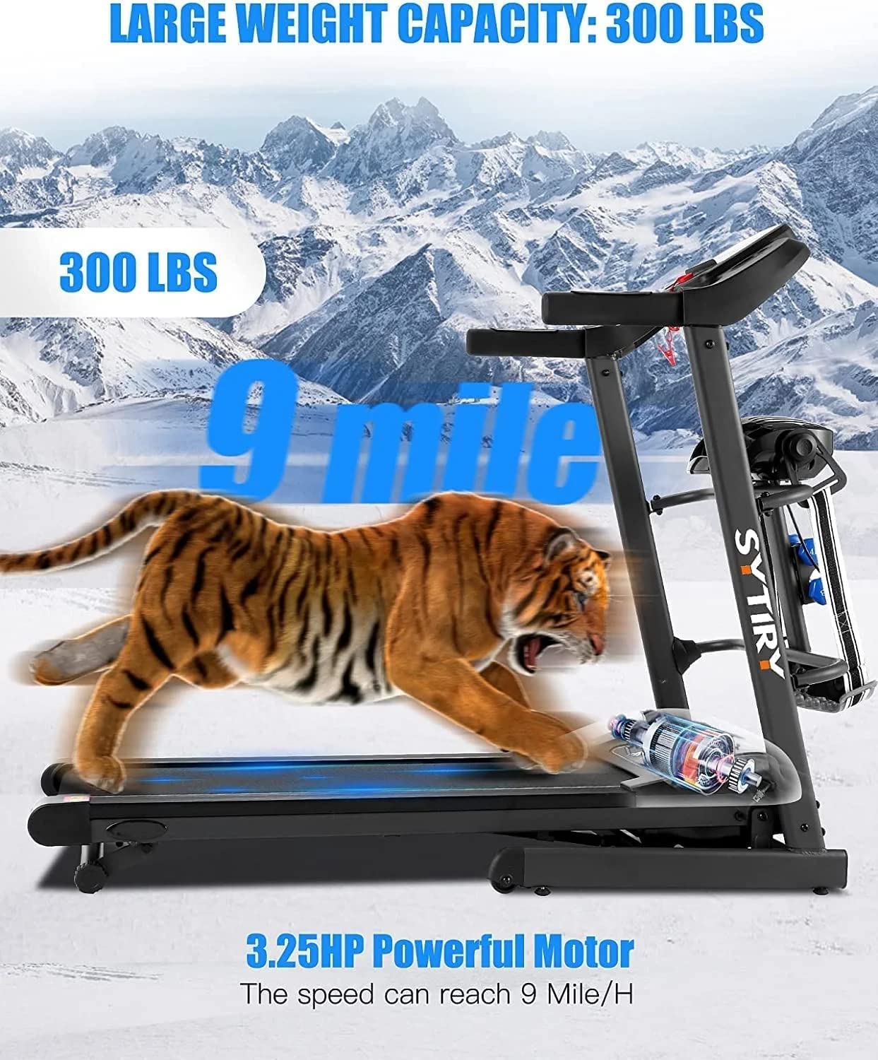 Treadmill 300 lb Capacity, Foldable Treadmill with Massage Head, Smart Electric Folding Treadmill Home Fitness Equipment with Incline TR12101
