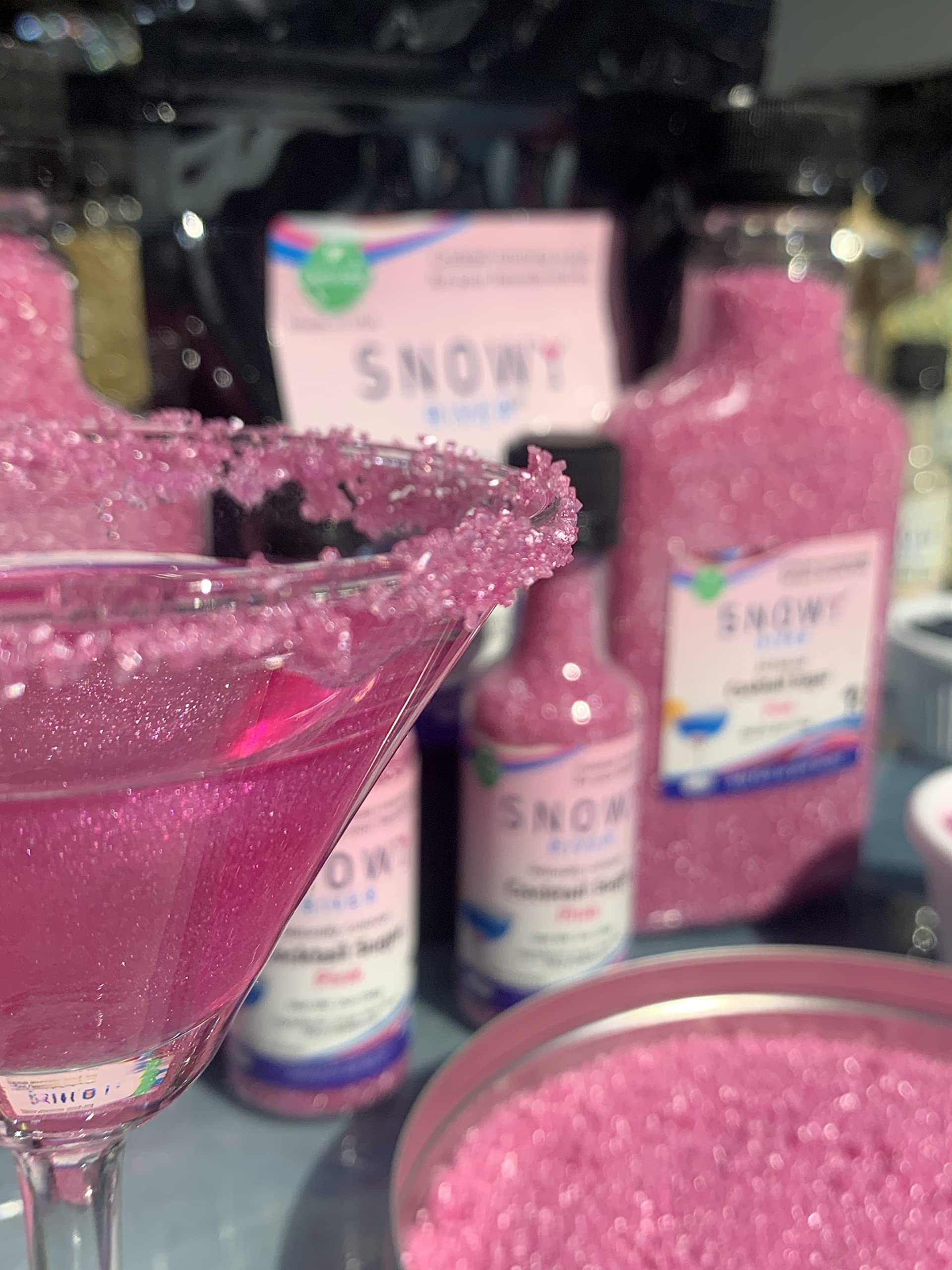 Snowy River Pink Cocktail Rimmer - Naturally Colored Pink Cocktail Sugar, Beverage Rimmer, Margaritas, Kosher (3oz Pink)