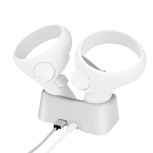 The perseids Charging Dock for Oculus Quest 2, Magnetic Charging Dock for Oculus Quest 2 VR Glasses Grip Detachable Charging Accessories, Fast Charging for Both Glasses and Grip(White)