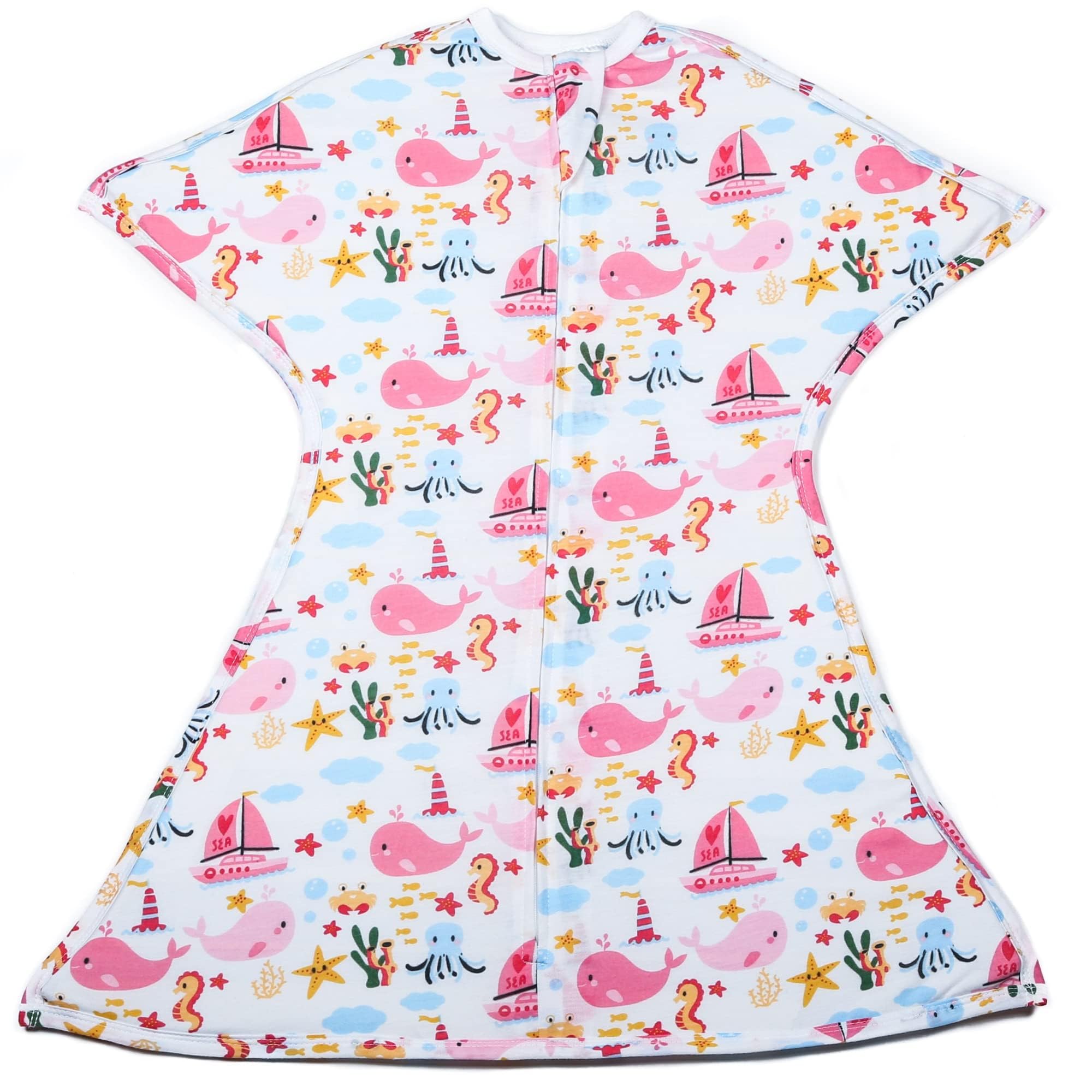 SleepingBaby Zipadee-Zip Baby Swaddling Blanket 4-8 Months - Transition Swaddle with Zipper Convenience - Nautical Girl, S