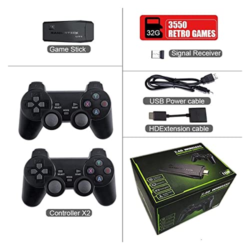 TOBAYA Gift Video Game Console 2.4G Double Wireless Controller Game Stick 4K 10000 Games 64 32GB Retro Games for PS1/GBA Boy Christmas GIF