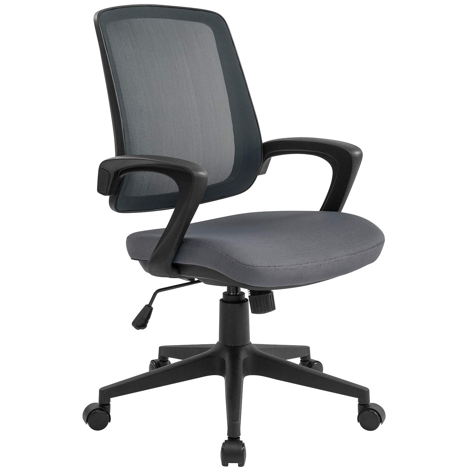 QY Home Office Chair Ergonomic Desk Chairs with Wheels & Arms, Swivel Task Mesh Chair for Small Space, Gray