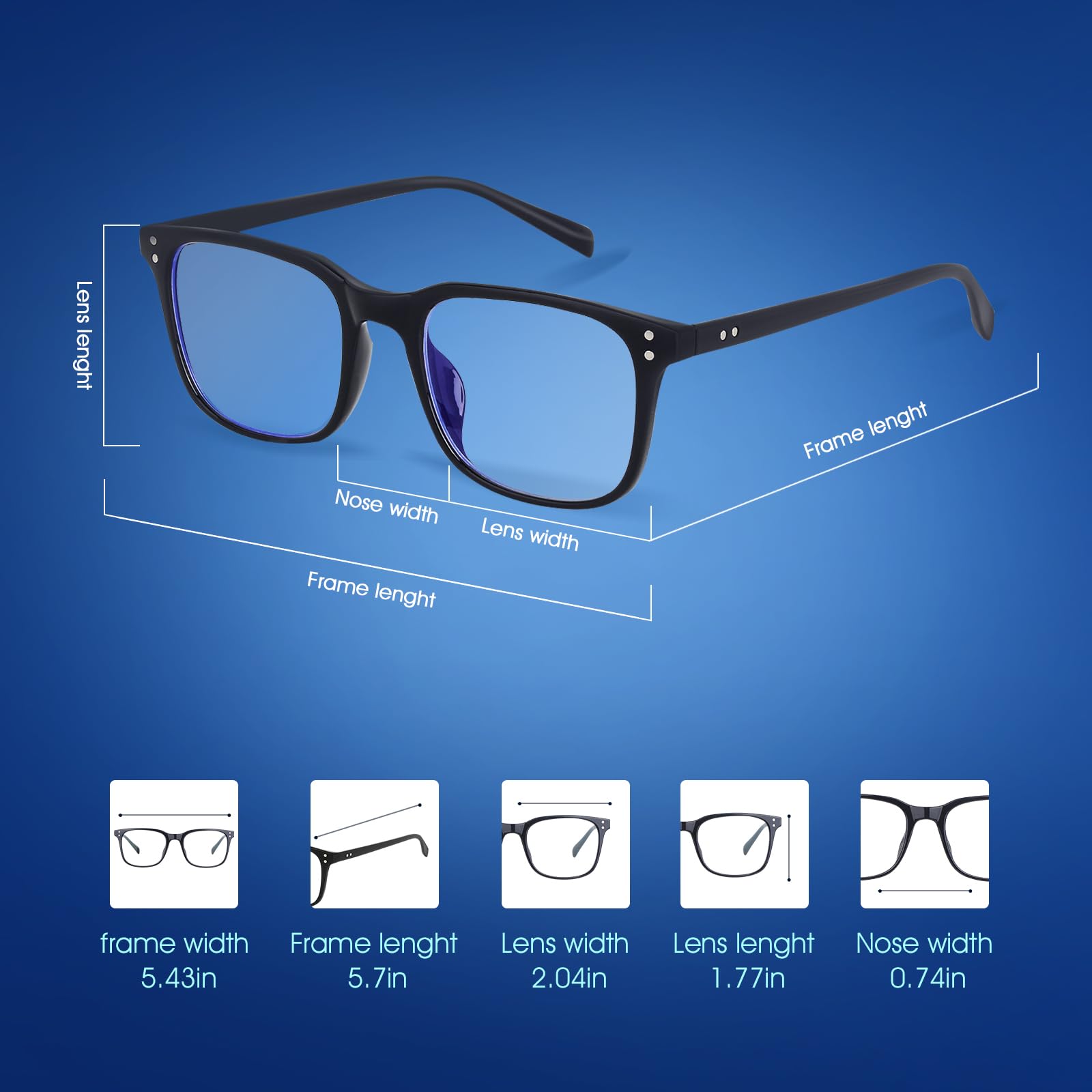 Occffy Blue Light Filter Computer Glasses for UV Blocking Anti Eyestrain Gaming Glasses Anti-glare blocker eyewear Protection for Men Women 5025 (Black)