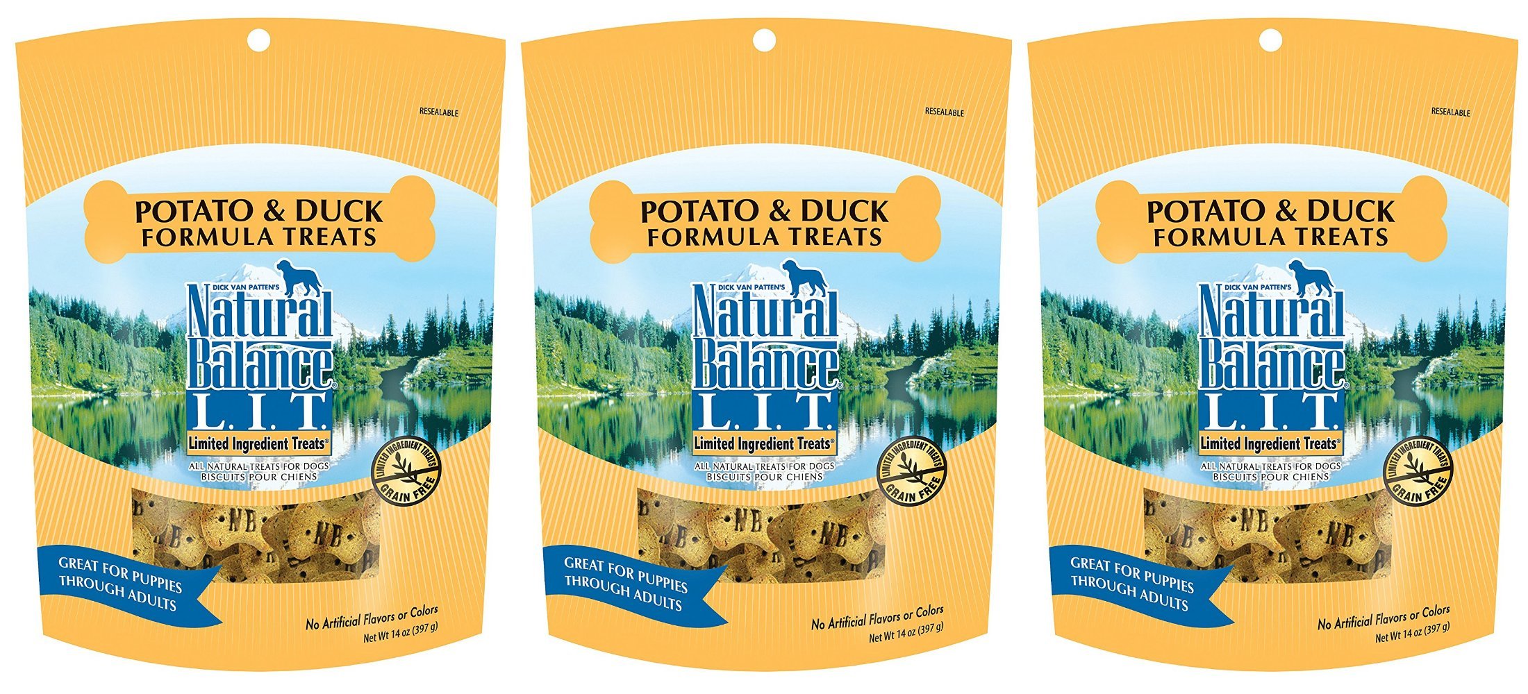 Natural Balance Limited Ingredient Dog Treats Potato & Duck Formula, 14 oz, 3 Pack