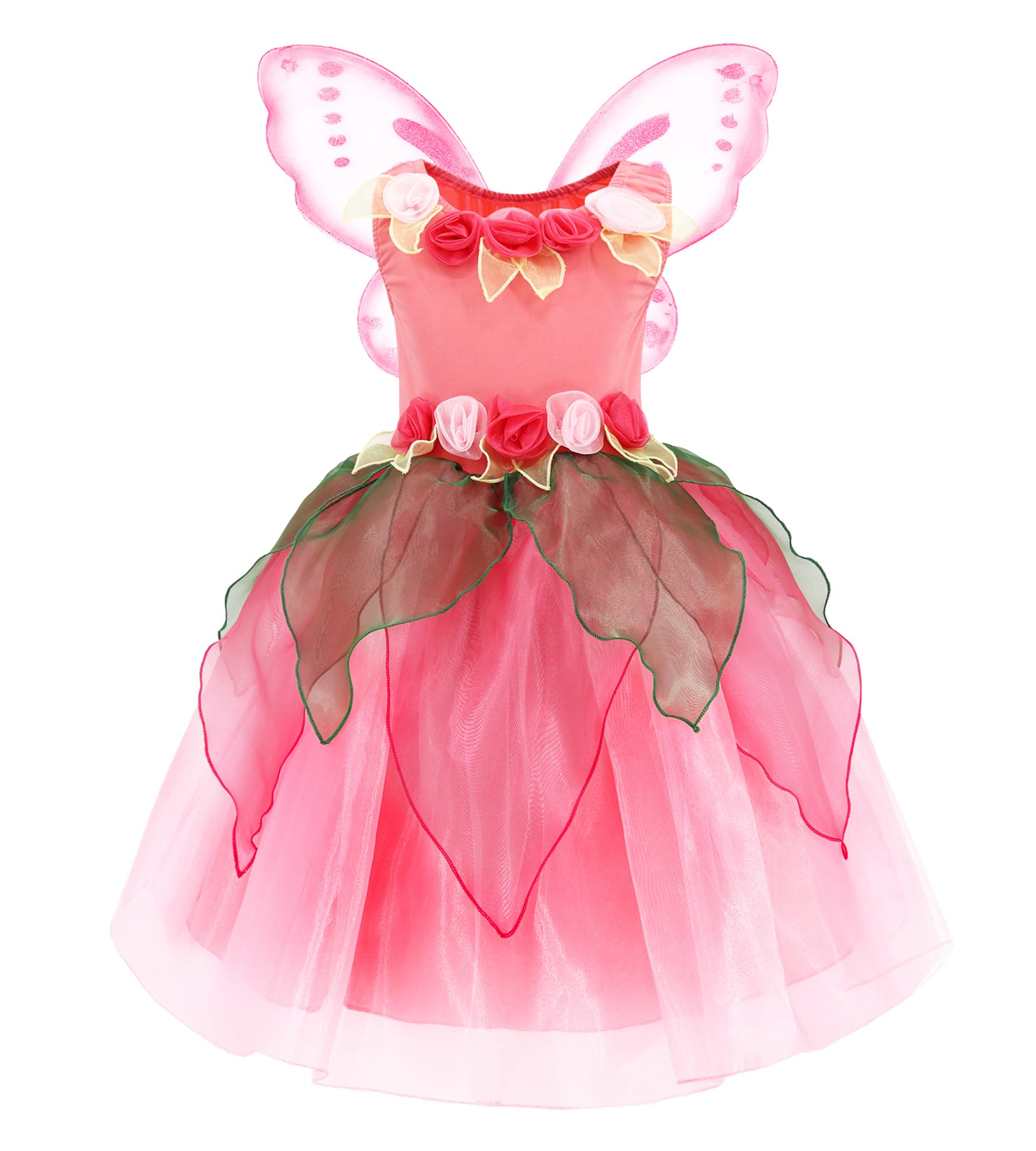 MDYCW Princess Fairy Costume for Toddler Girls, Birthday Party Fairy Dress Up, Special Occasion Dress, Pink