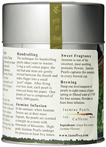 The Tao of Tea, Handrolled Jasmine Pearls Green Tea, Loose Leaf, 3 Ounce Tin