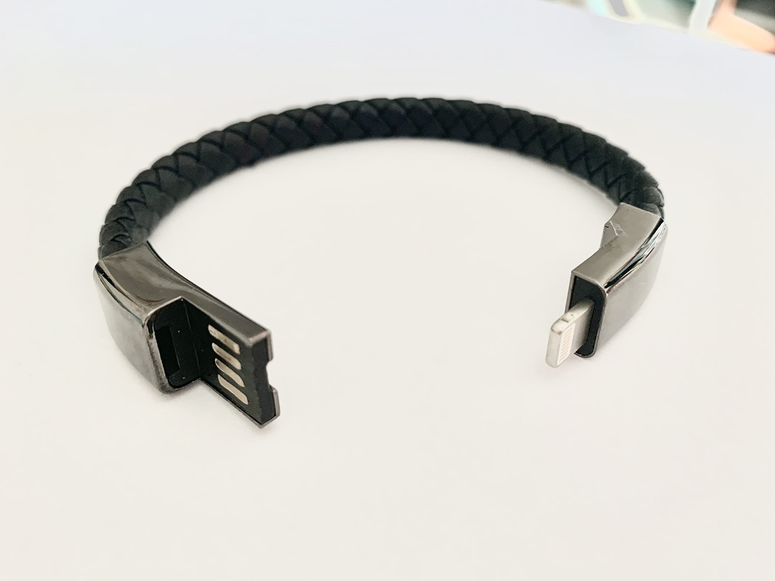 YXWJ USB Charging Cable Bracelet Fashion wrist Data Charger Cord Leather Cuff Band, Convenient to carry,Practical gifts.