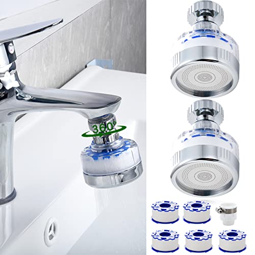 STETMN Bathroom Sink Faucet Filter, 360° Rotating FaucFilters Purifier Kitchen Tap Filtration Removes Chlorine Fluoride Heavy Metals Hard Water for Home & Kitchen(2Pcs)., Yellow, faucet extender