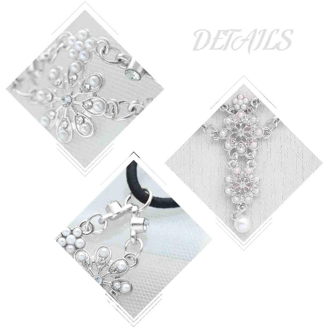 Unsutuo Hair Jewelry Head Chain Wedding Bohemian Floral Headband Elastic for Women and Girls⦠(Silver)