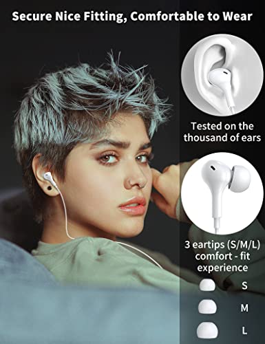 USB C Headphone for S23 S22 S21 S20 A53 A54 Wired Earbuds Magnetic in-Ear Type C Earphone with Microphone Volume Control Bass Stereo Noise Canceling Galaxy Flip 5 Fold 4 Pixel 6 6a 7a OnePlus