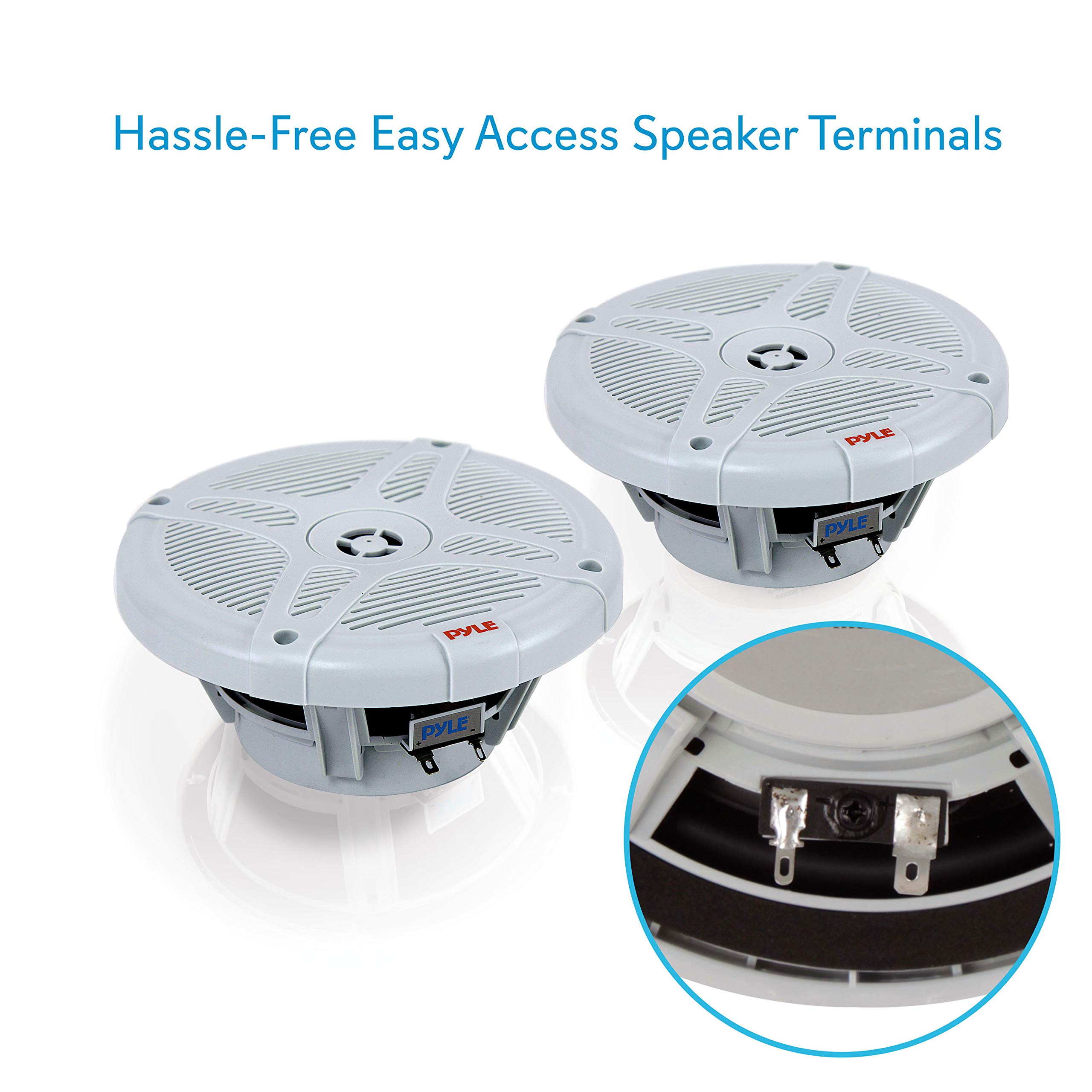 Pyle 6.5 Inch Marine Speakers (Pair) Bluetooth Marine Receiver Stereo