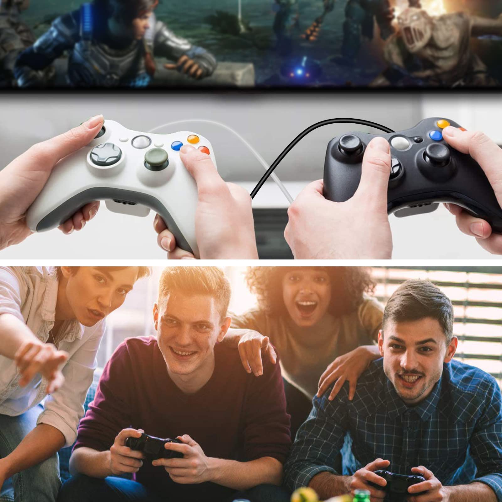Oussirro Wired Controller for Xbox 360, USB PC Game Controller Gamepad Joystick for Xbox 360, PC Windows 7,8,10 (Black)