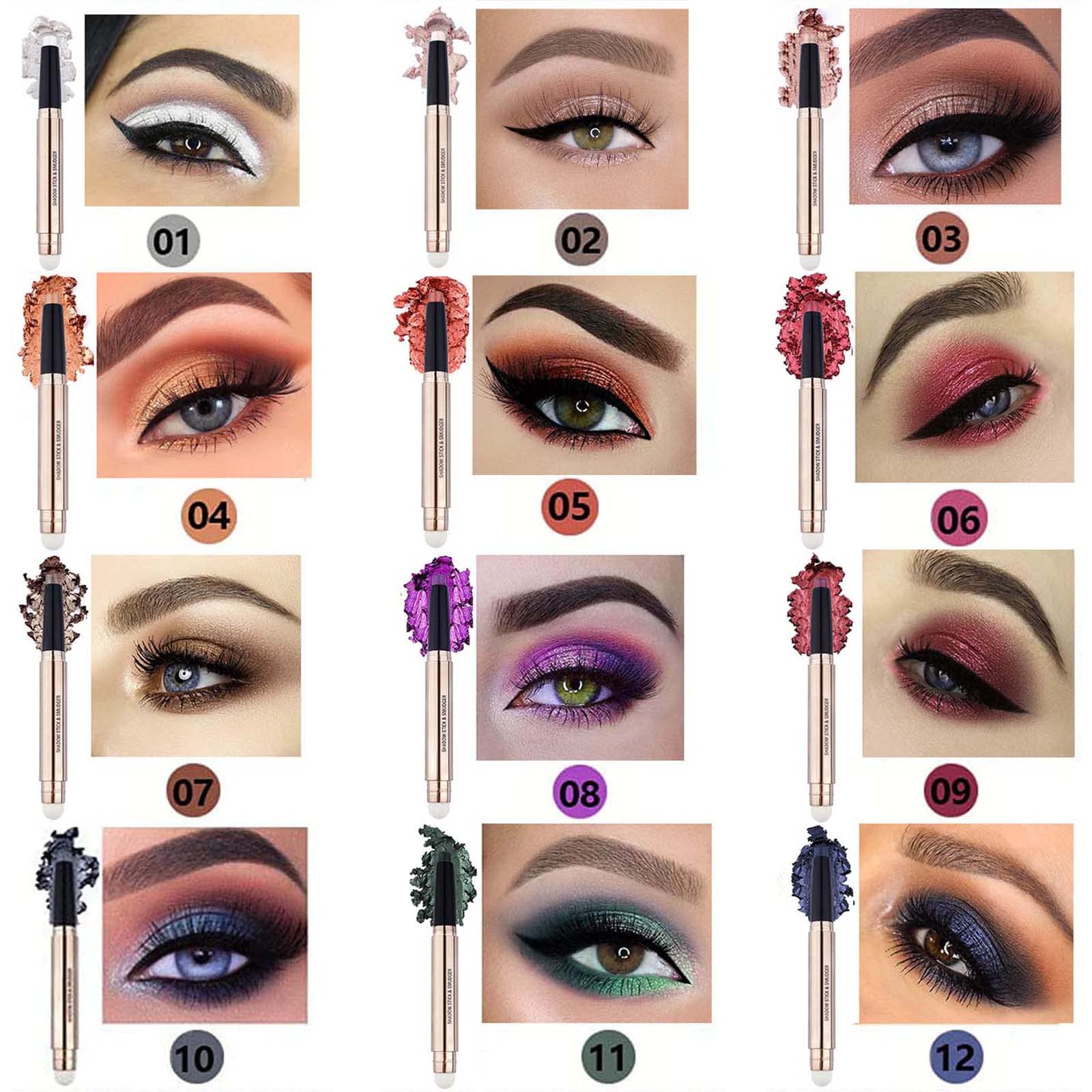 OVIQERKI 18 color eyeshadows stick shimmer,Highlighter waterproof eyeshadow pen,Colour pop eye makeup (Rose Gold # 03)