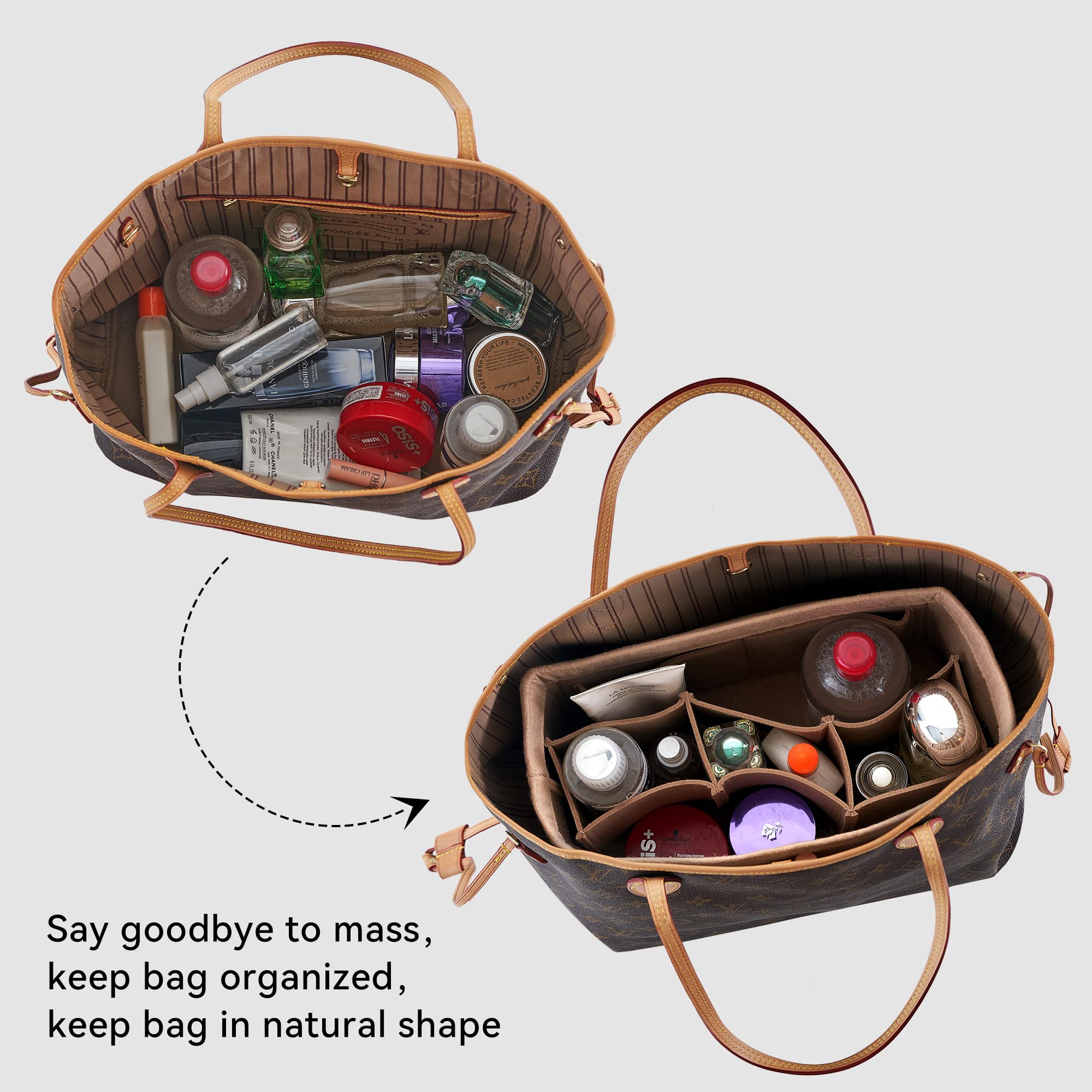 Olunsu Purse Organizer Insert for Handbags Tote Lightweight Felt Bag Divider Keep Bag Shape, 5 Sizes