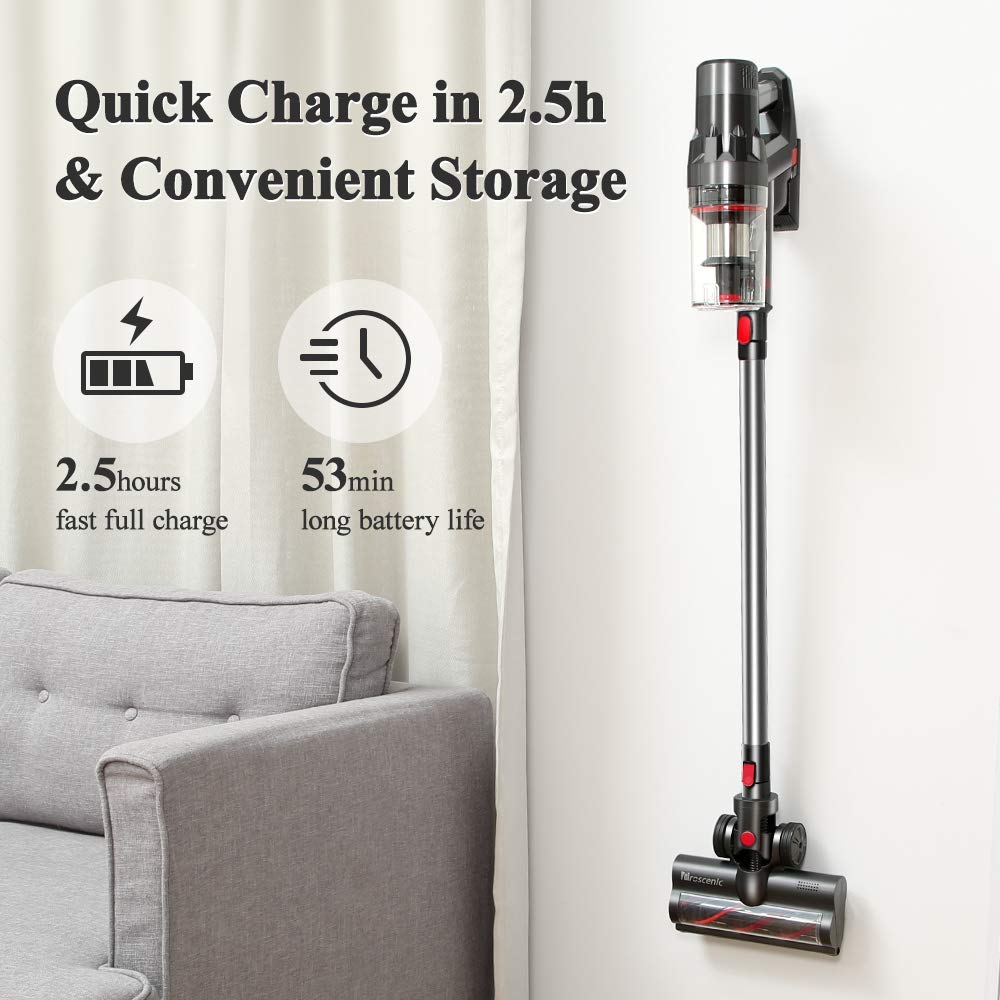 Proscenic P11 Cordless Cleaner, 450W Stick Vacuum with 25000pa Powerful, Touch Screen, Removable Battery, 3 Adjustable Suction Modes for Hardfloor/Carpet/Pet Hair, Gray