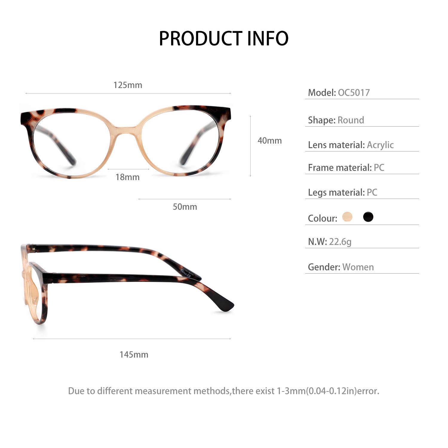 OCCI CHIARI Blue Light Blocking Computer Glasses for UV Protection Anti Eyestrain Anti Glare Lens Lightweight Frame Eyeglasses Black Frame,Women