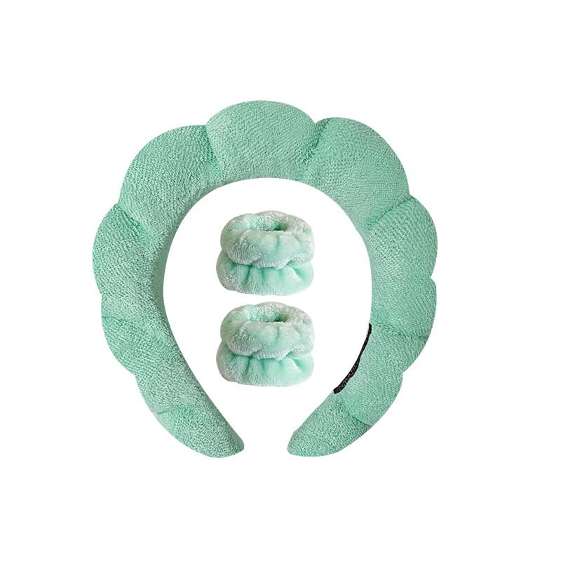 Tumkun Green Sponge Headband for Spa, Skincare, Makeup, and Face Washing (1 Pack)