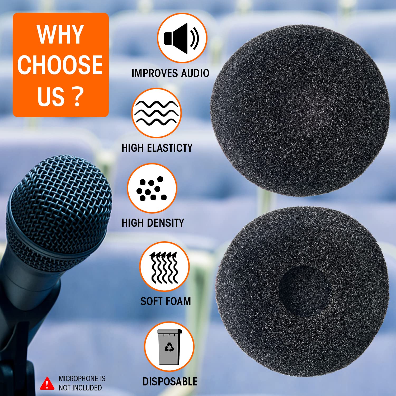 VELKPRO Microphone Windscreen, Mini Foam Mic Covers, High-Density Foam Protection for Small Lapel Lavalier Headset Microphones Shotgun and Condenser Microphones (Large)