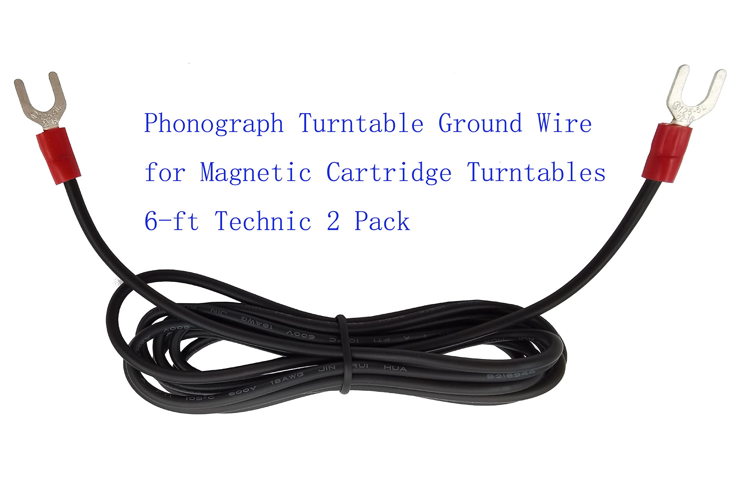 Parts Shop Phonograph Turntable Ground Wire for Magnetic Cartridge Turntables, 6-ft Technic (2 Pack)