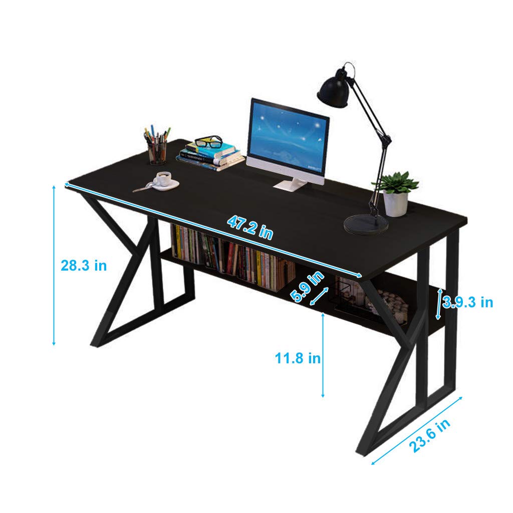 OKBOP Computer Desk, Gaming Desk, Modern Economic Small Home Office Desk with Storage Shelves Under Desk, 47 Inch Student Writing Desk Table Wood
