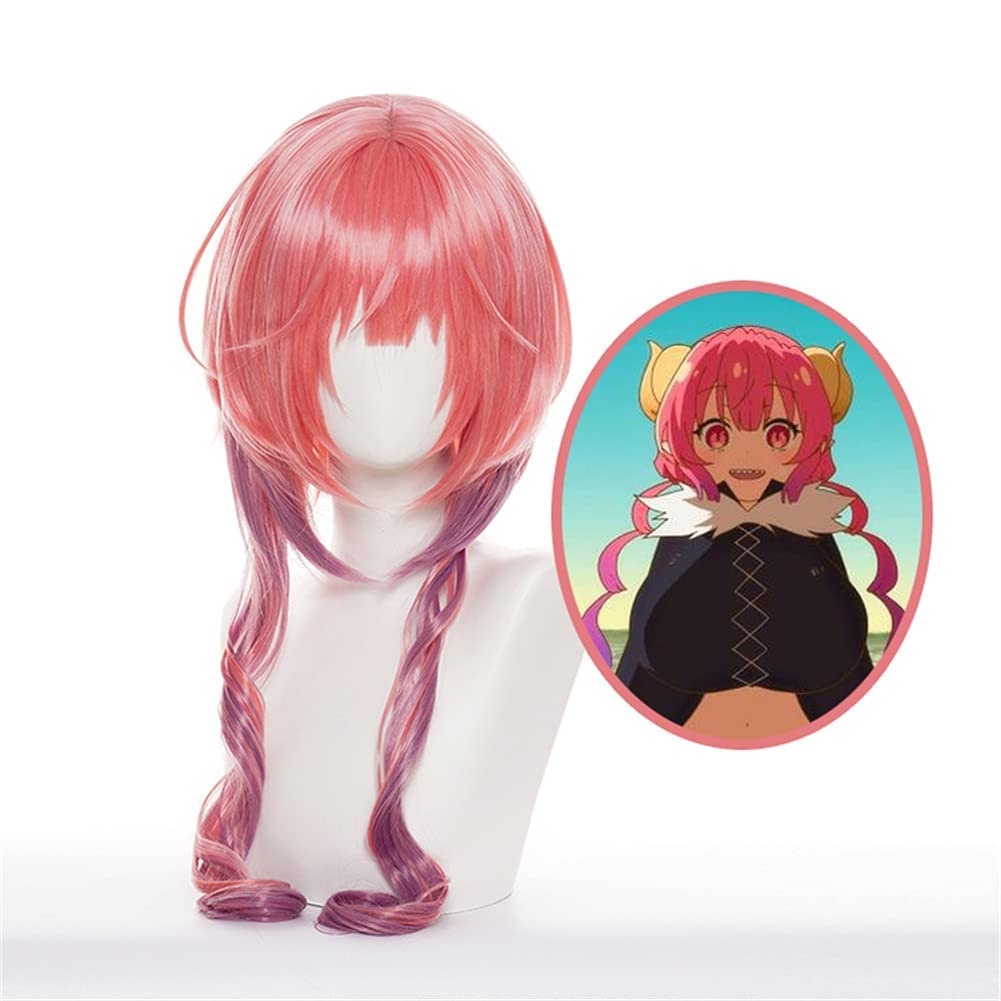 SisiruKou Double Tail Gradient Pink Purple Women Anime Wigs Halloween Cosplay Costume Wigs(Need styling)
