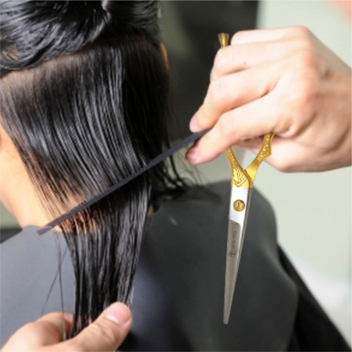 MTM PRO Hair Cutting Scissors,6.5 Inch Professional Stainless Steel Barber Hair Scissors,for Both Salon and Home Use (Golden Handle)