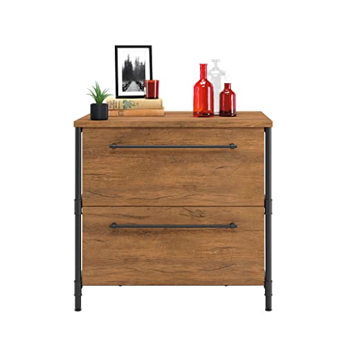 Sauder Iron City Lateral File, L: 31.50" x W: 20.00" x H: 30.00", Checked Oak Finish