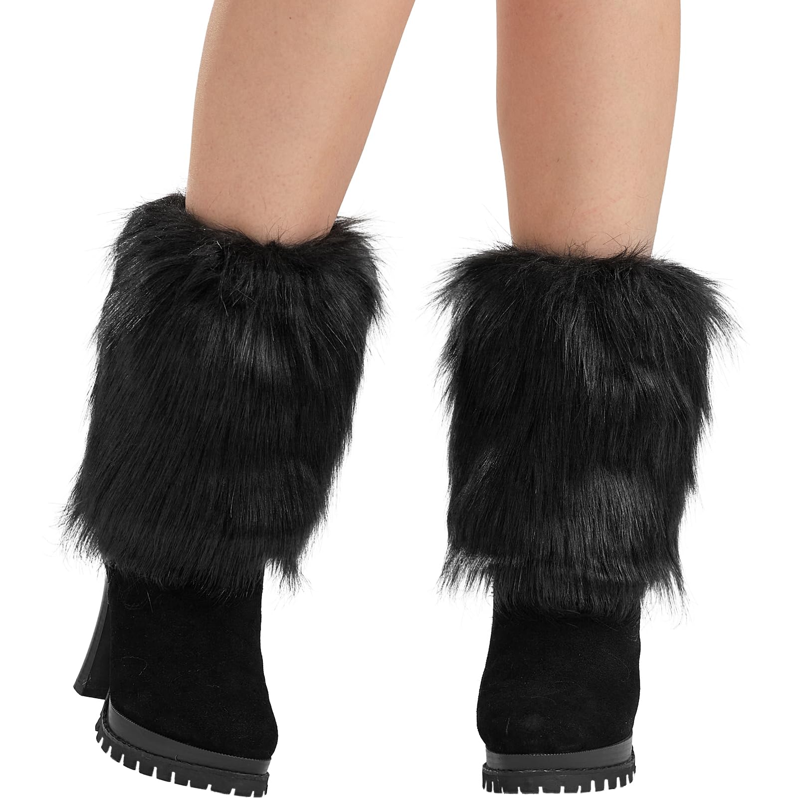 Nanxson Women Short Fur Leg Warmer Short Boot Sleeves TTW0071 (Black)