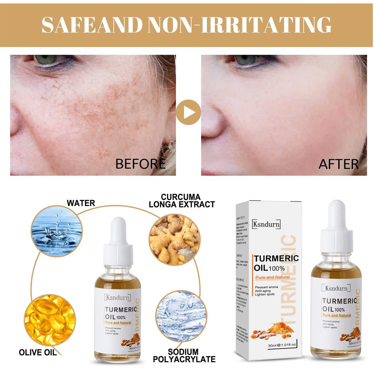 Turmeric Dark Spot Corrector Serum, Ksndurn 2PCS Turmeric Repair Face Serum - kin Care Moisturizing Repair Serum