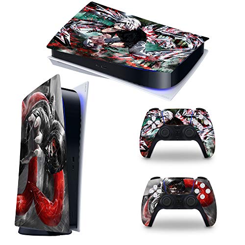 PlayStation 5 Skin Set – Tokyo Ghoul - HD Printing Vinyl Skin Cover Protective for PS5 Standard Edition Console and 2 PS5 Standard Edition Controller