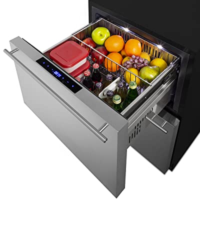 Summit Appliance ADRF244PNR 24" Wide 2-Drawer Refrigerator-Freezer (Panels Not Included); 3.32 cu.ft Capacity; Frost-Free; Temperature and Open Drawer Alarms