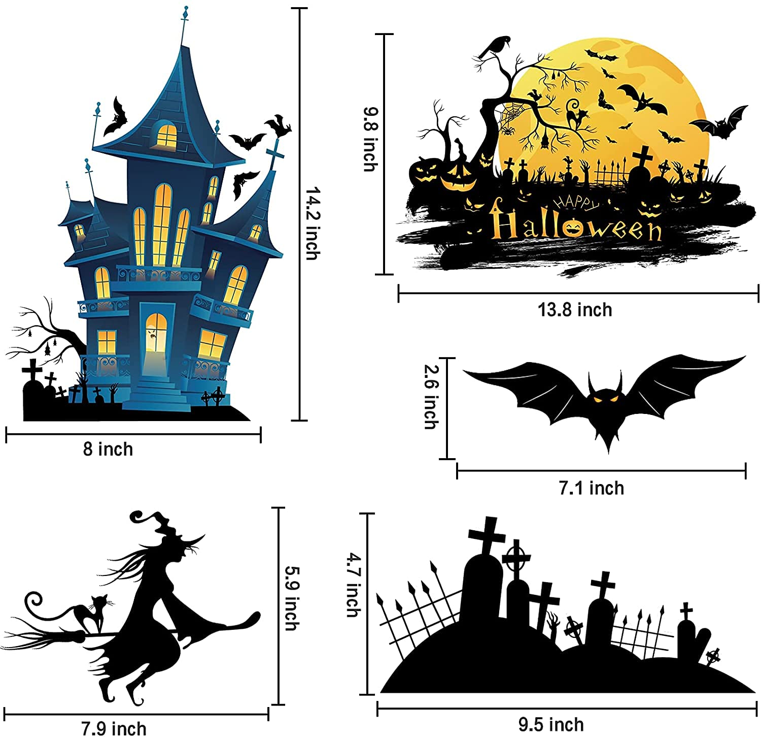 Sika Deer Halloween Decorations - Halloween Window Clings, Halloween Window Decorations for Windows Glass Walls, Halloween Window Stickers for Halloween Party Decorations.