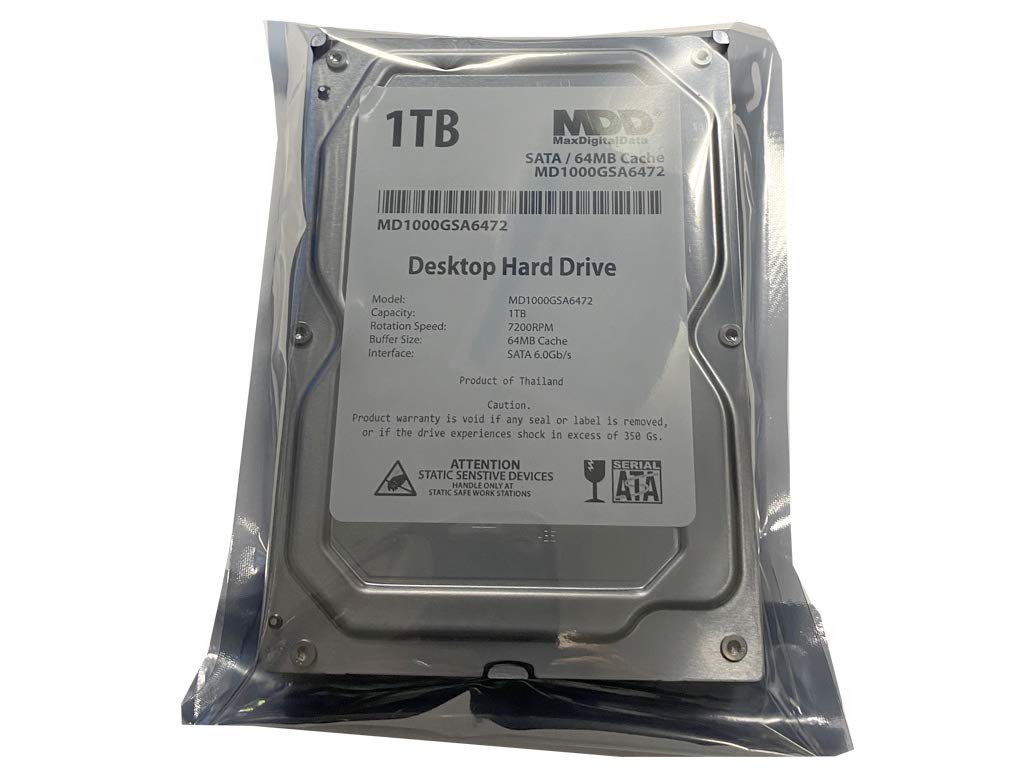 MaxDigitalData MDD (MD1000GSA6472) 1TB 64MB Cache 7200RPM SATA 6.0Gb/s 3.5in Internal Desktop Hard Drive