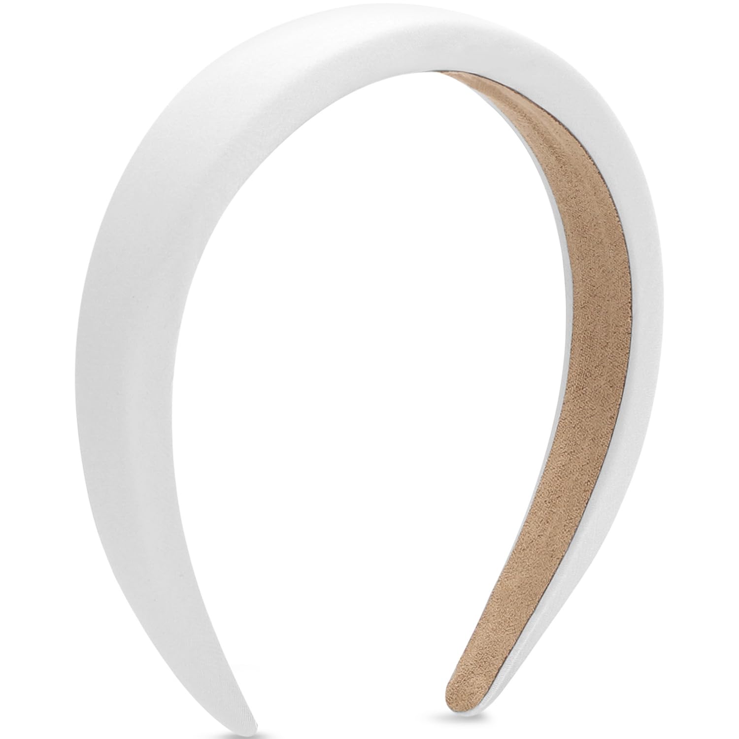 WantGor Padded Headband for Women, Wide Sponge HeadBands Plain Solid Hair Band Hoops Vintage Yoga Head Bands Fashion Elastic Hairband Accessories (White)