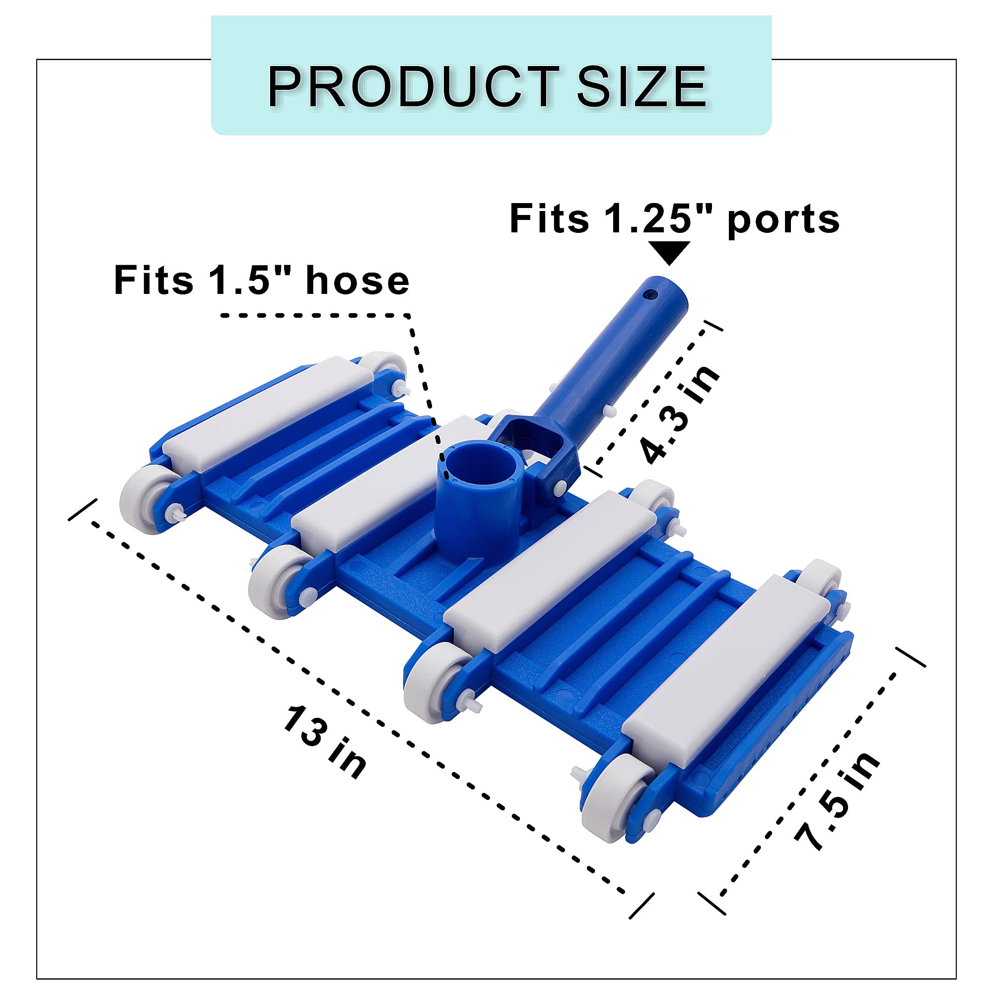 Uoark Pool Vacuum Head with Wheels, 14" Heavy Duty Head, Flexible Swimming Pool Vacuum Head with Swivel(Pole not Included)