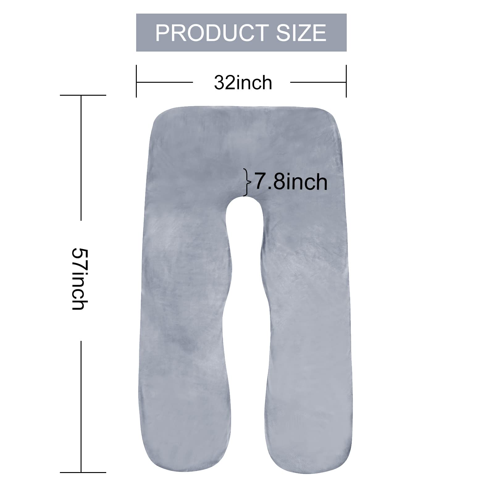 SLIGUY Pregnancy Pillow Cover U Shaped, 57-Inch Replacement Pillowcase, Used for Maternity Pillows, 100% Velvet, Double Zipper Stretch Fabric, Super Soft, Universal Type