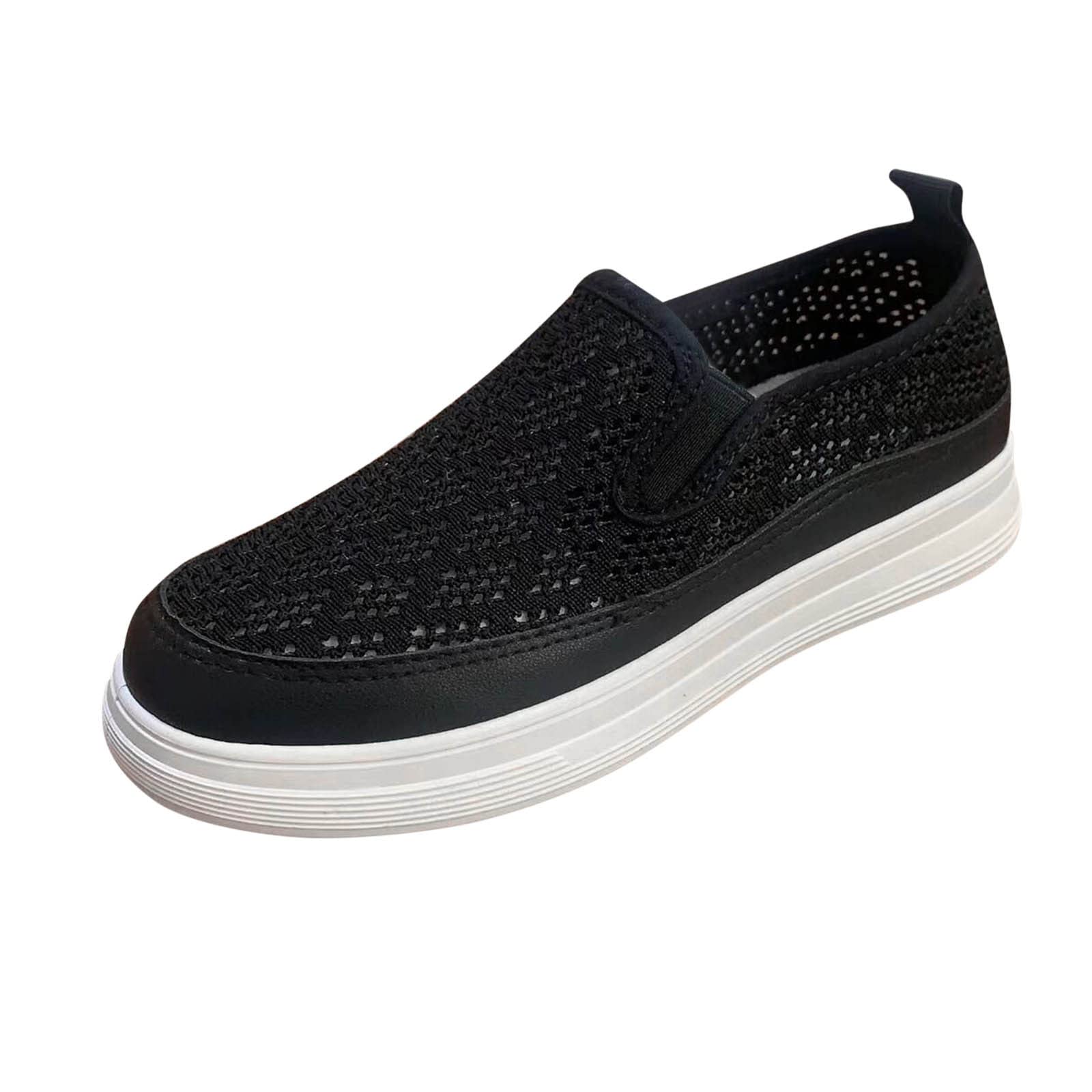 Sneakers for Women Fashion Sneakers Women's Canvas Shoes Sneaker Walking Shoes Ladies Fashion Solid Color Breathable Hollow Mesh Round Head Shallow Flat Black