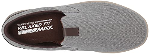 Skechers Men's Drive 4 Course Relaxed Fit Canvas Slip on Golf Shoe, Brown, 10.5