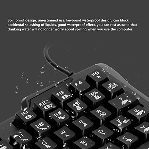 Yoidesu One Handed Gaming Keyboard, RGB Backlit 35 Keys Portable Mini Gaming Keypad Waterproof Wide Palm Rest Wired USB Single Handed Keyboard for Computer Mobile Games