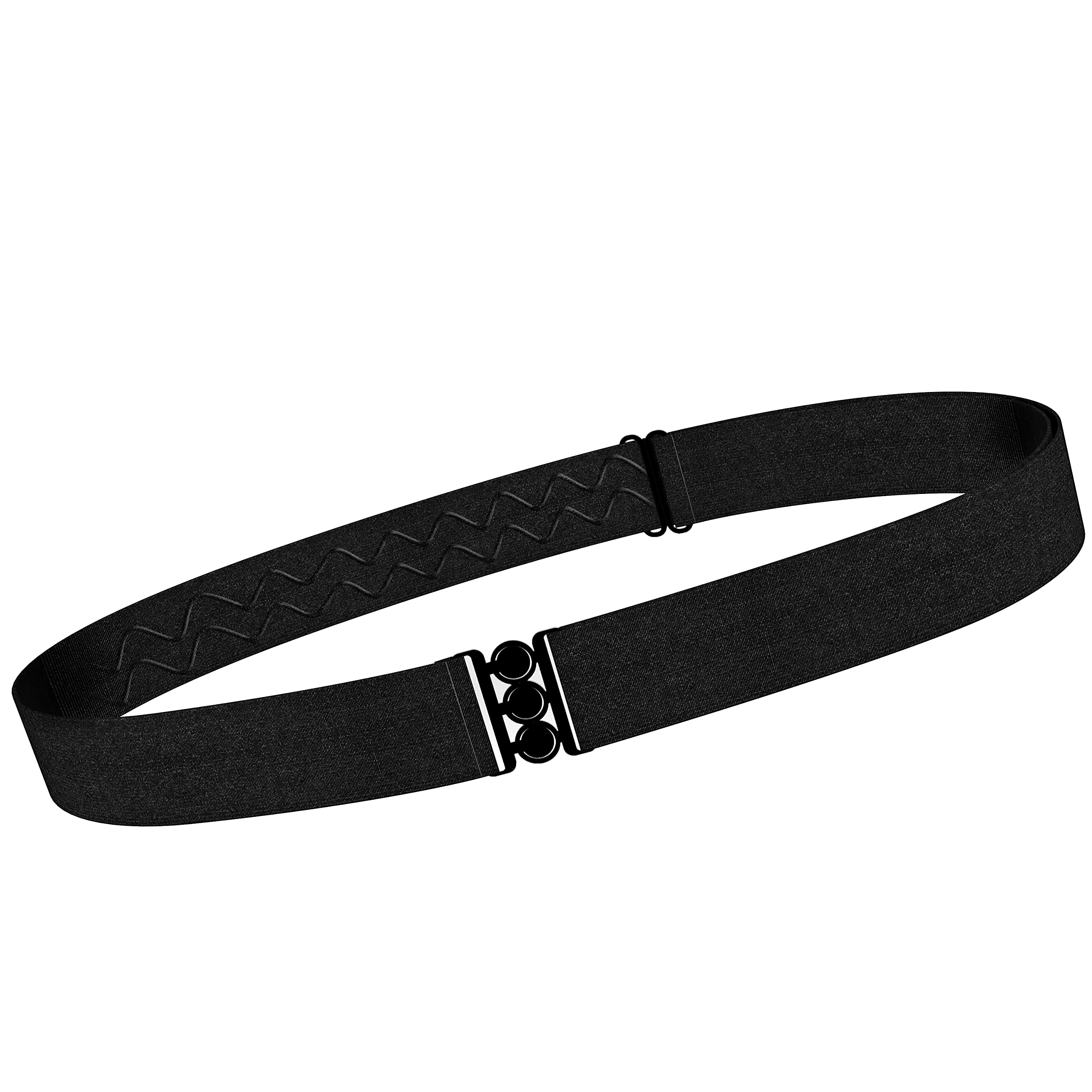 ONE-BELT No Show Invisible Elastic Belts for Women | Non Slip | Fits waist upto 50 Inch (Matte Black - BLACK)