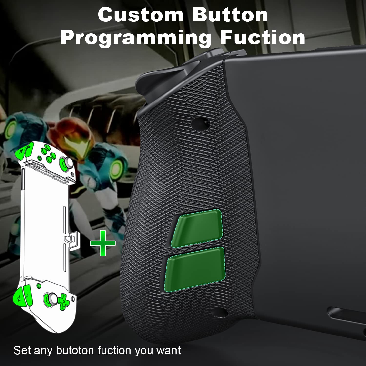 Switch OLED Grip Controller for Switch OLED Model, Switch Comfort Grip Ergonomic Controller Game pad with Back Button, Motion Control Compatible with Nintendo Switch OLED Model Handheld