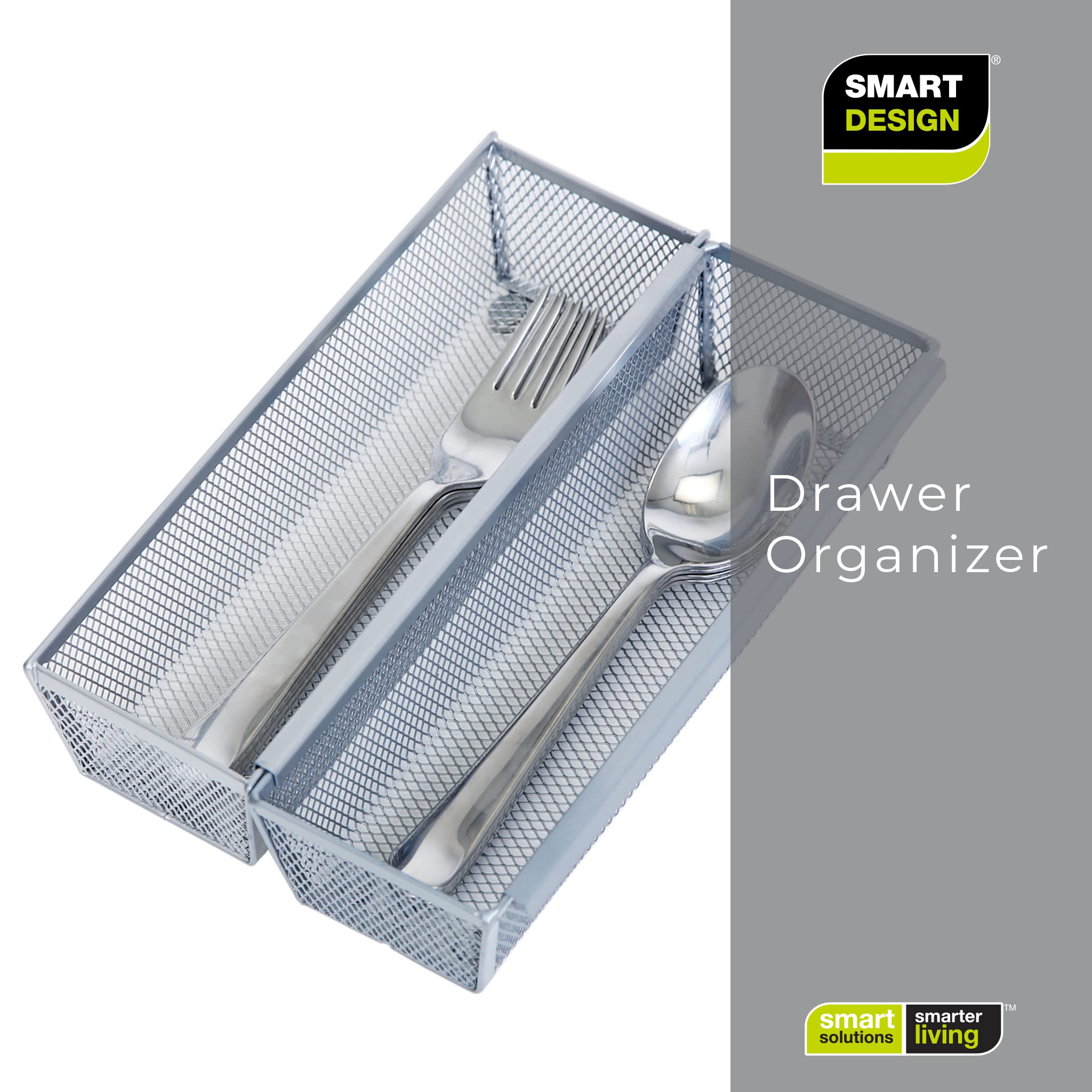 Smart Design Drawer Organizer - Set of 6 - Steel Metal Mesh - 12 x 3 Inch - Interlocking Arm Connection - Utensils, Flatware, Organization - Kitchen - Bronze