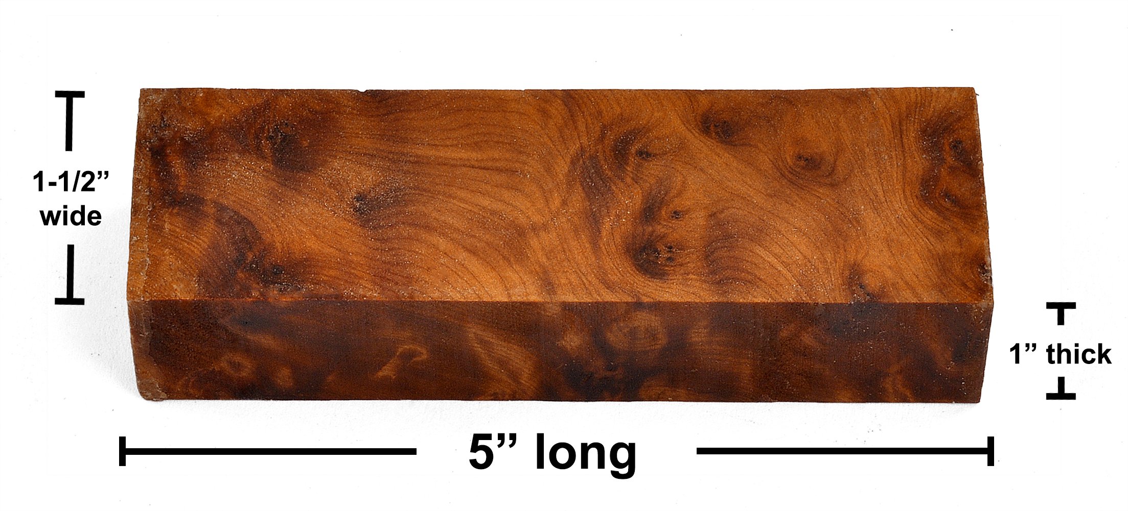 Texas Knifemakers Supply Thuya Burl Knife Handle Block (Each Piece is Unique) 5" x 1-1/2" x 1"