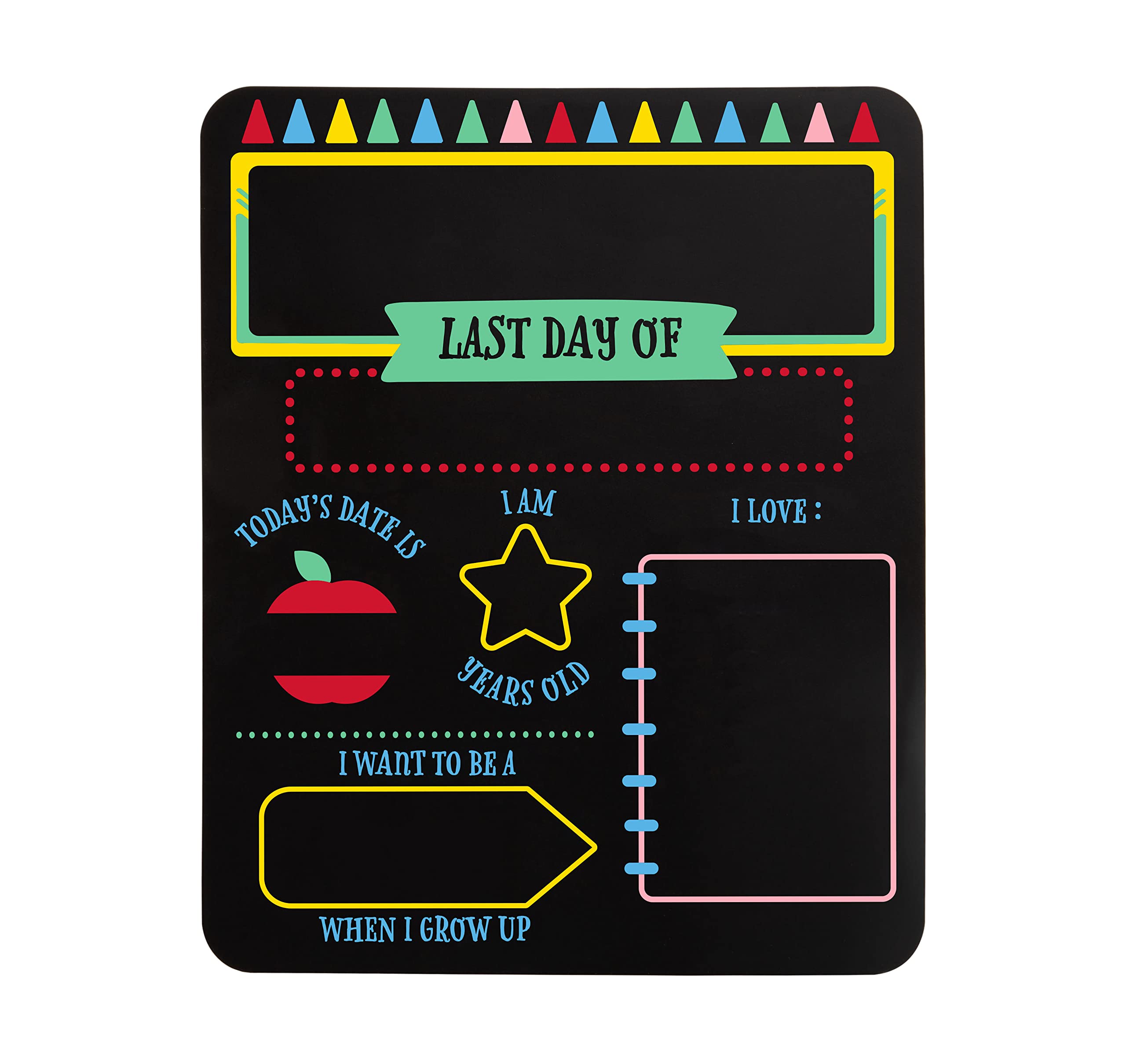 Pearhead First and Last Day of School Reversible Chalkboard, Milestone Board, Reusable Photo Sharing Prop with Chalk, Celebrate School Memories and Milestones