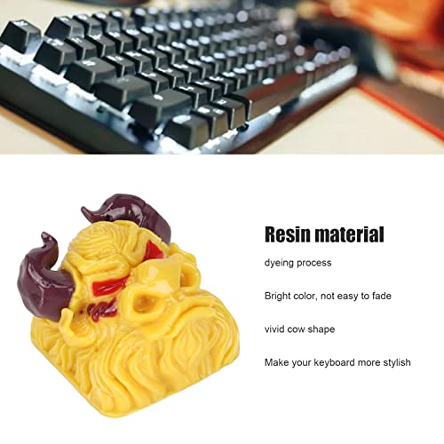 Zyyini Computer Keycap, Resin Hand Carved Cow Custom Keycaps Gaming Keyboard Replacement Part for Cherry MX Swtiches Mechanical Keyboards(Yellow)