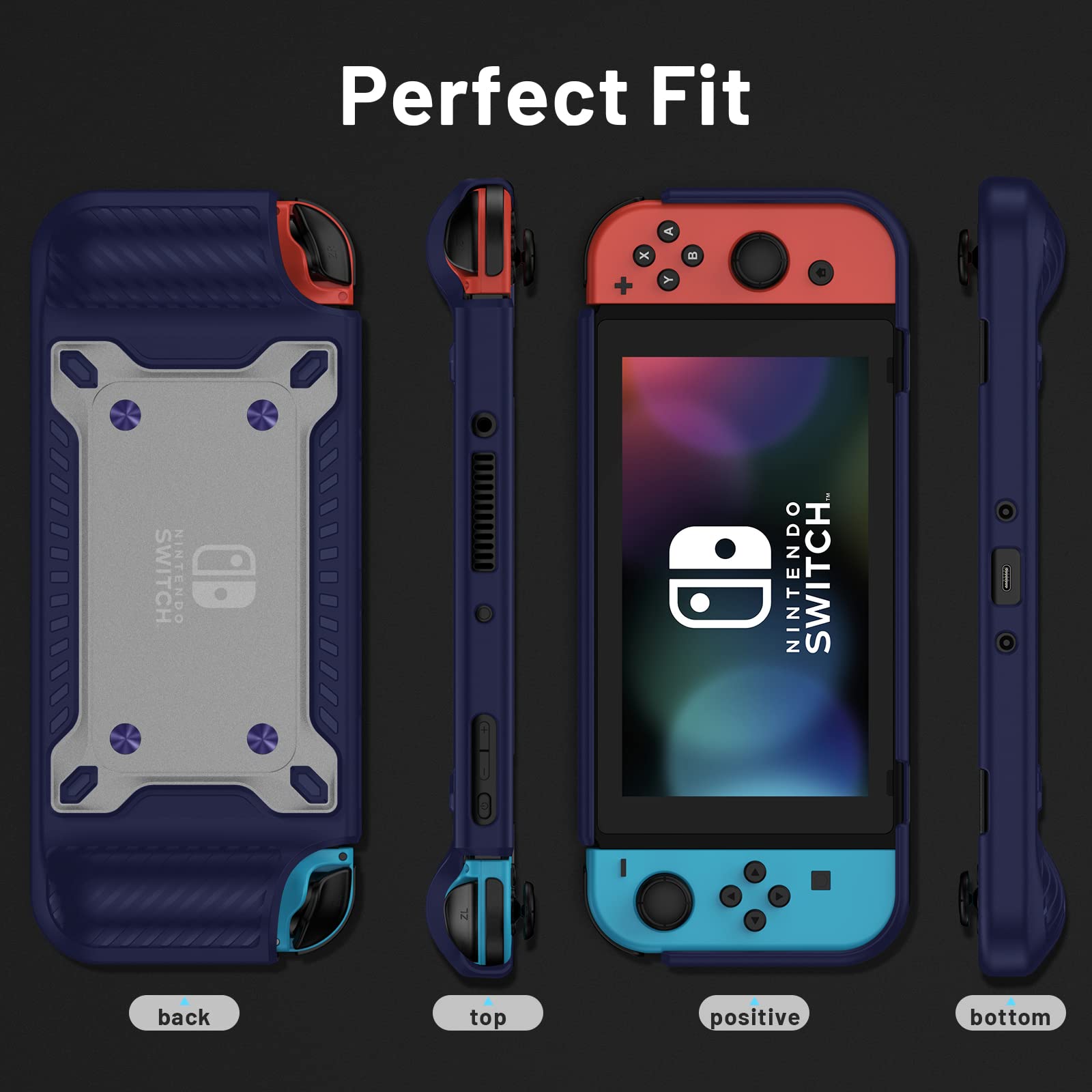 ykooe for Nintendo Switch OLED 2021 Case, Silicone Shockproof Protective Grip Cover, Blue