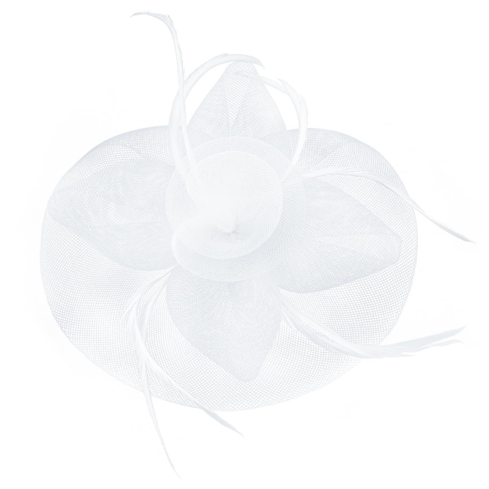 WATAME Fascinators for Women Girls Derby Hats Feather Flower Ribbons Fascinator Headband Wedding Cocktail Tea Party Hats (US, Alpha, One Size, White)