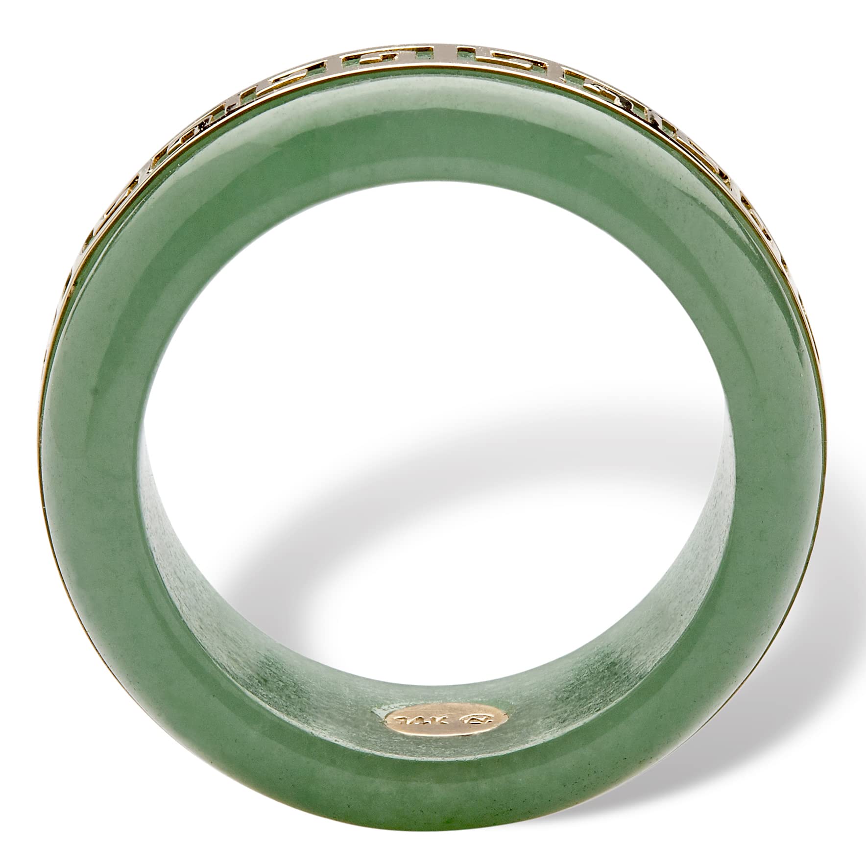 PalmBeach 14K Yellow Gold Round Genuine Green or 10K Yellow Gold Black Jade Greek Key Ring Size 8